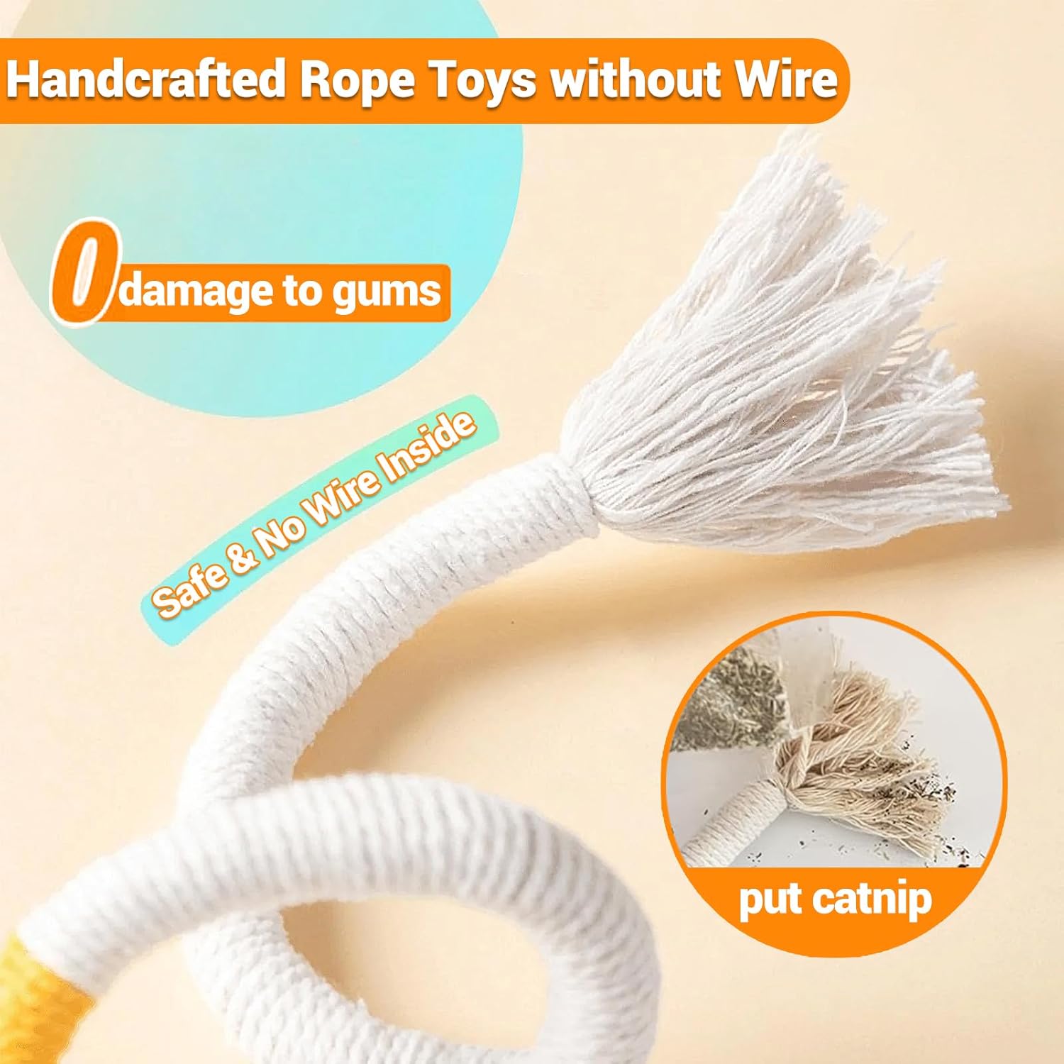 Kingtree Cat Rope Toys, 2 Pack Cat Toy Chew Ropes Without Wire, Bite ...